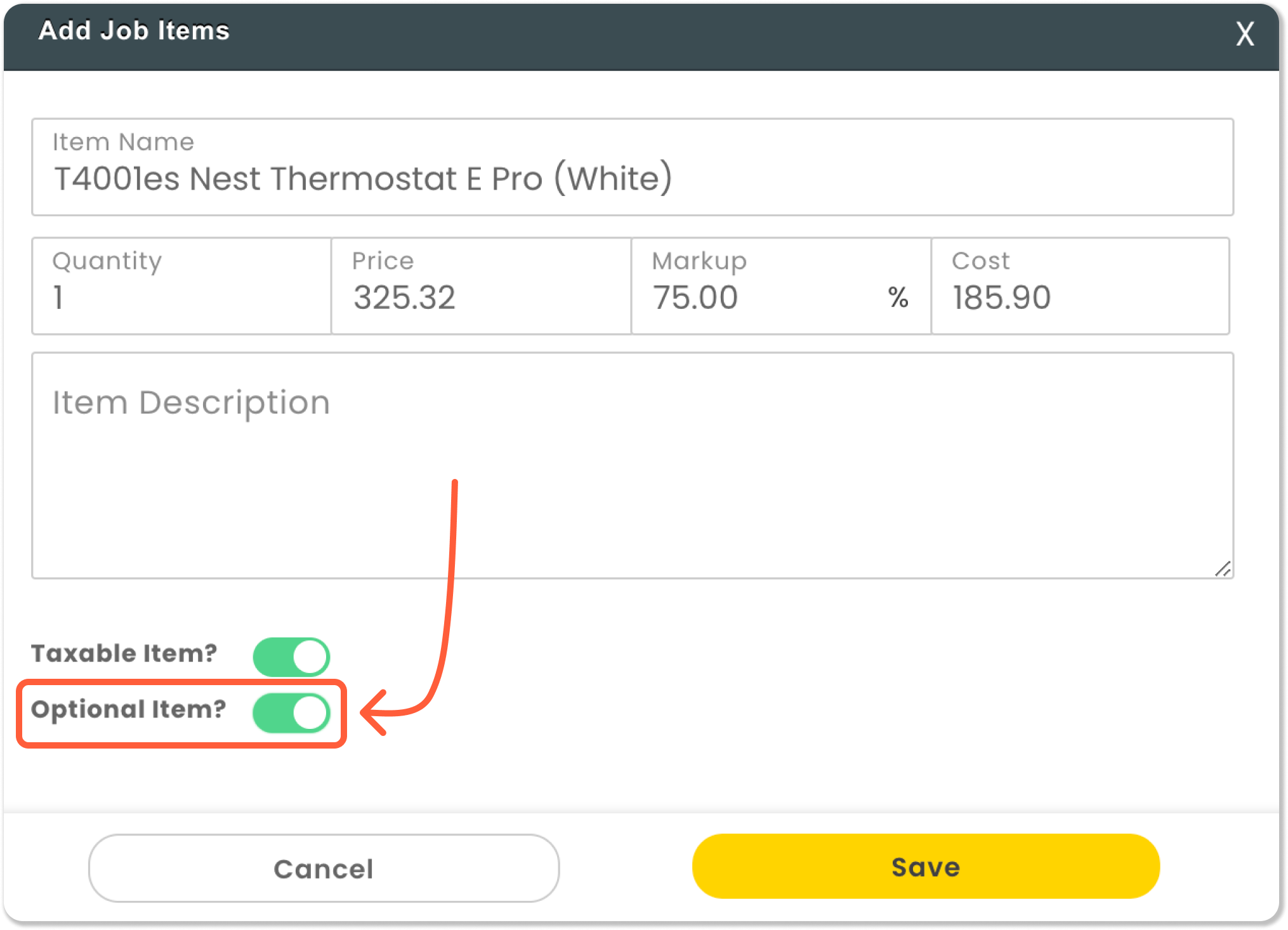 Adding optional items to estimates – Workiz