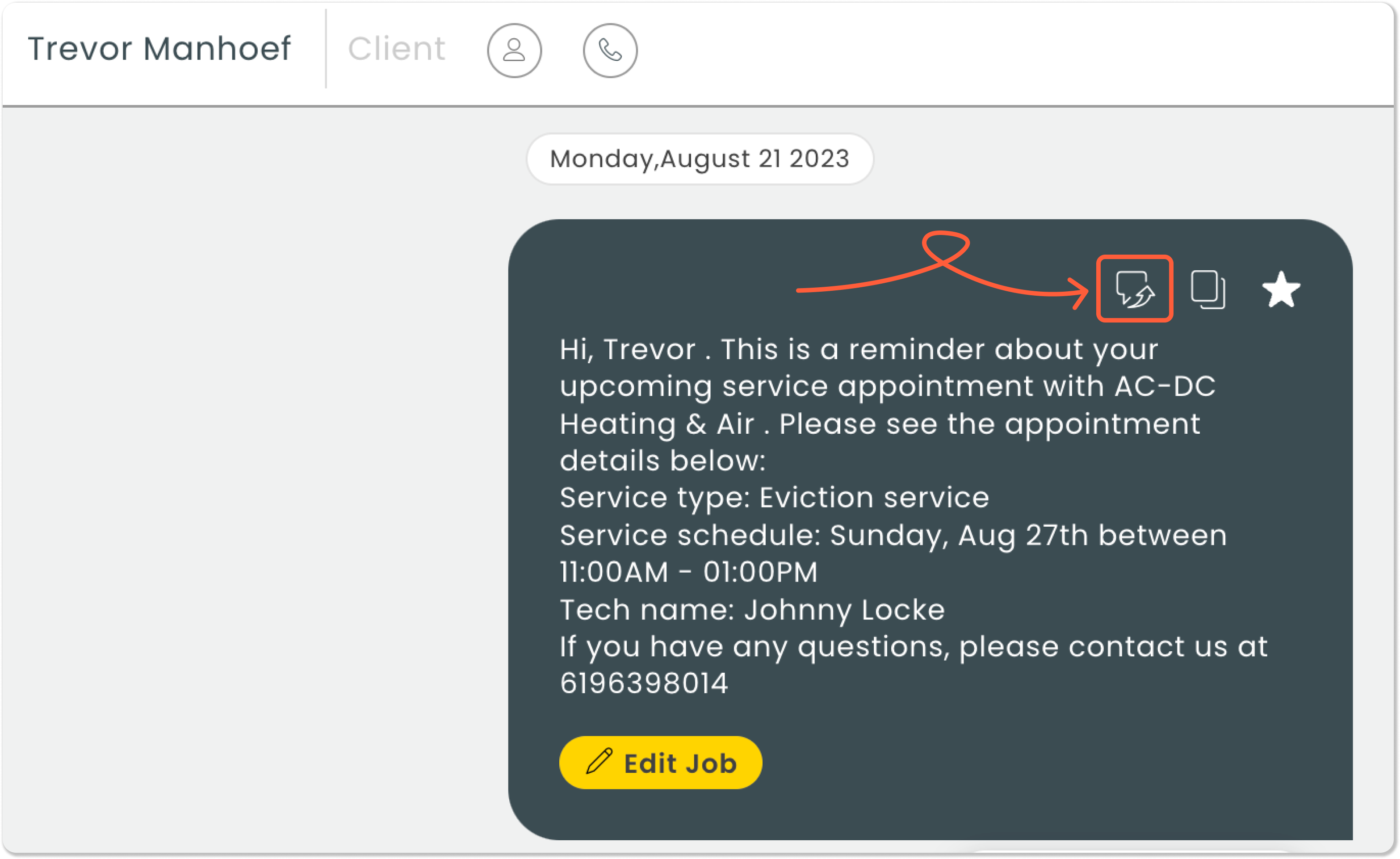 How to forward messages from Message Center – Workiz