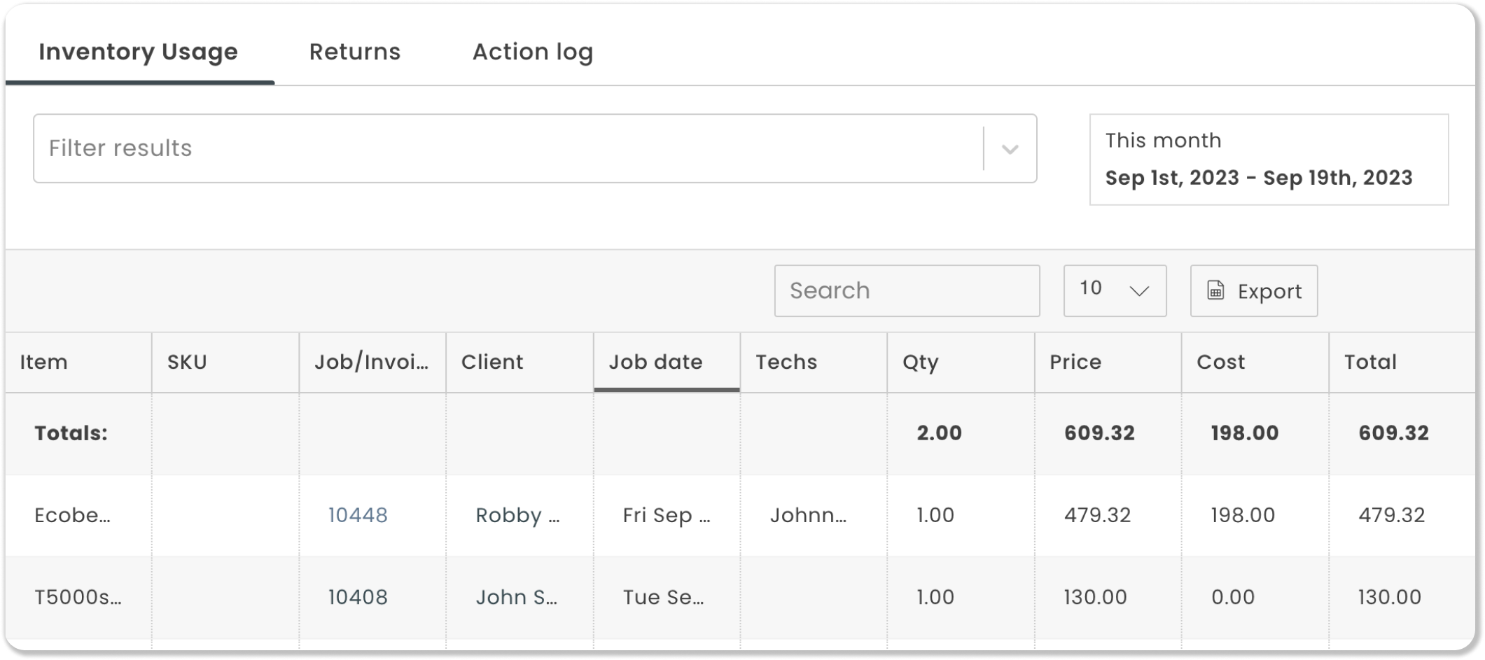 Adding inventory items to jobs and invoices – Workiz