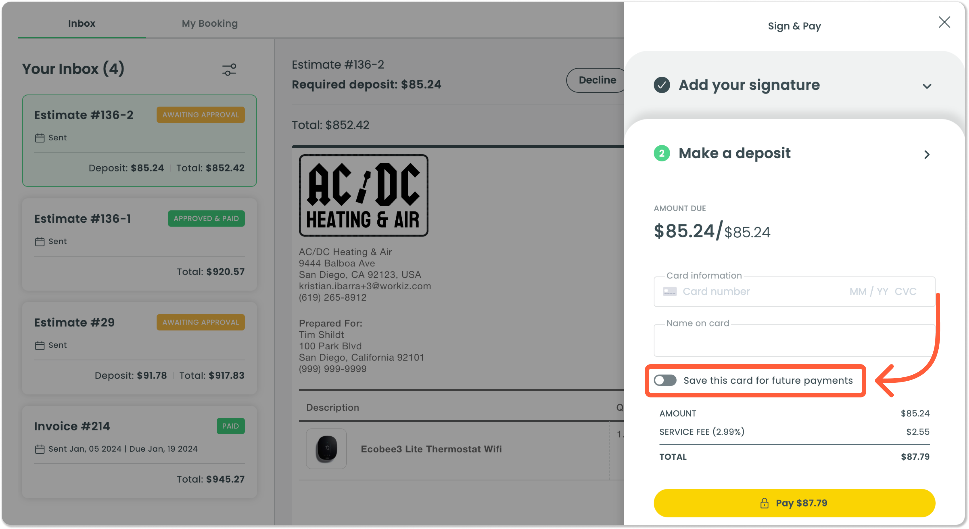 How to add a card on file for clients – Workiz