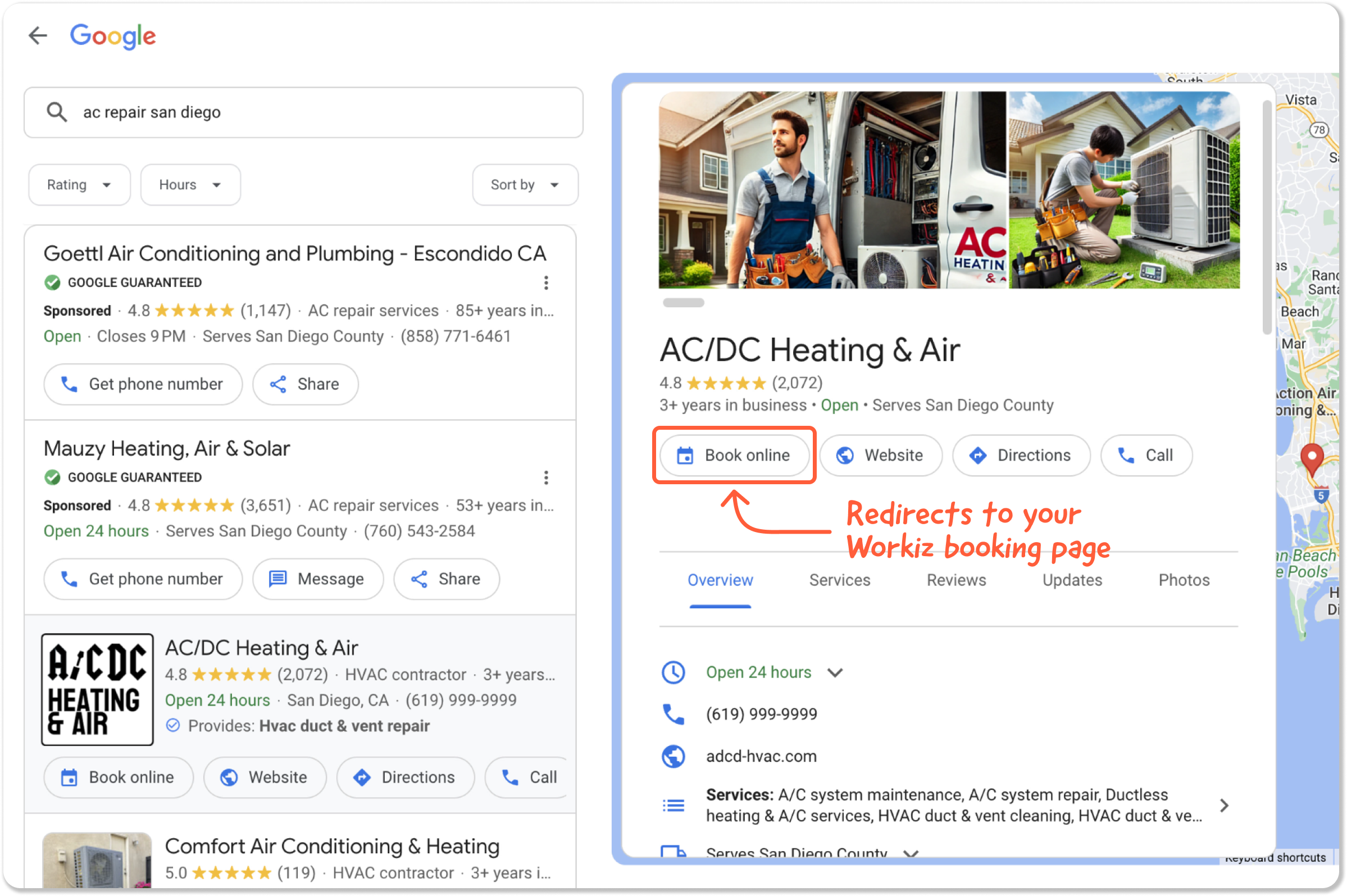 Connecting your online booking portal to Google – Workiz