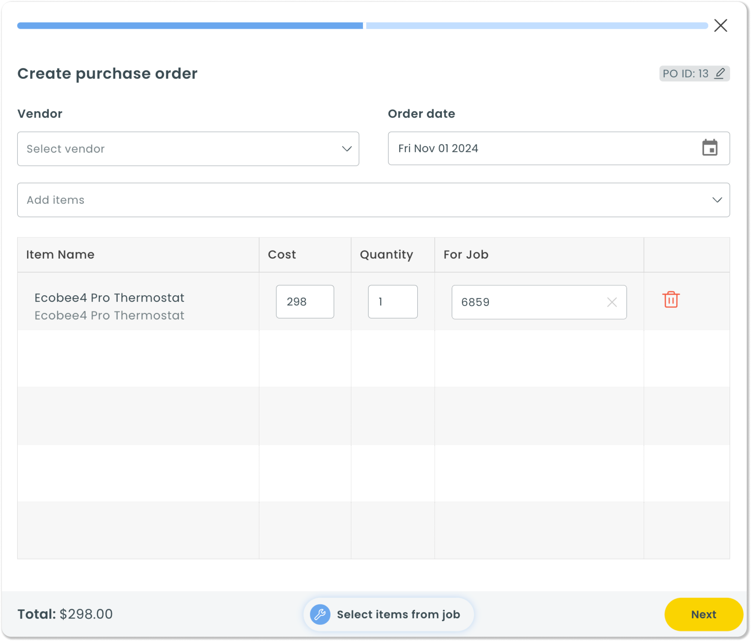 Creating and sending purchase orders – Workiz