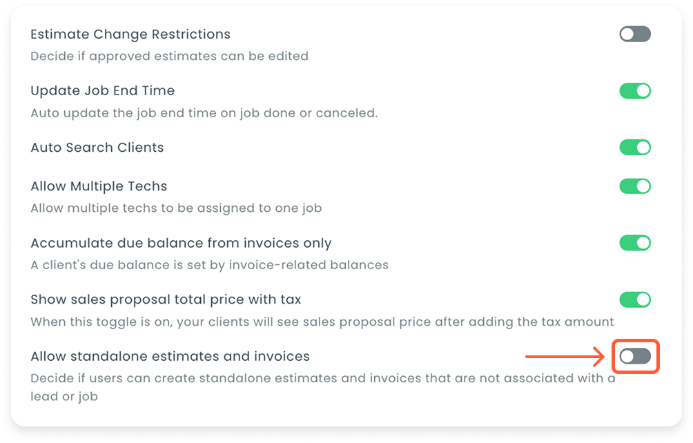 Preventing your team from creating standalone estimates and invoices ...
